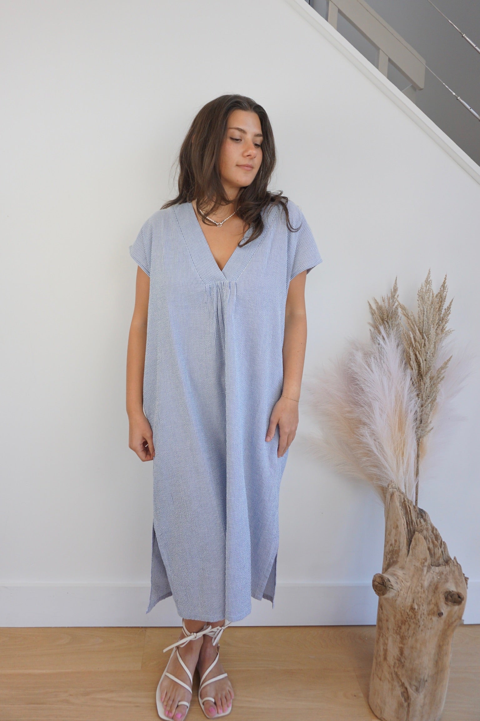 Calla Midi Dress - Seersucker